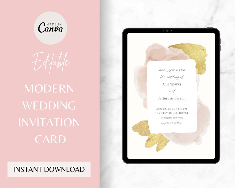 Artsy Wedding Invitation Template Set Wedding Invitation Template ...