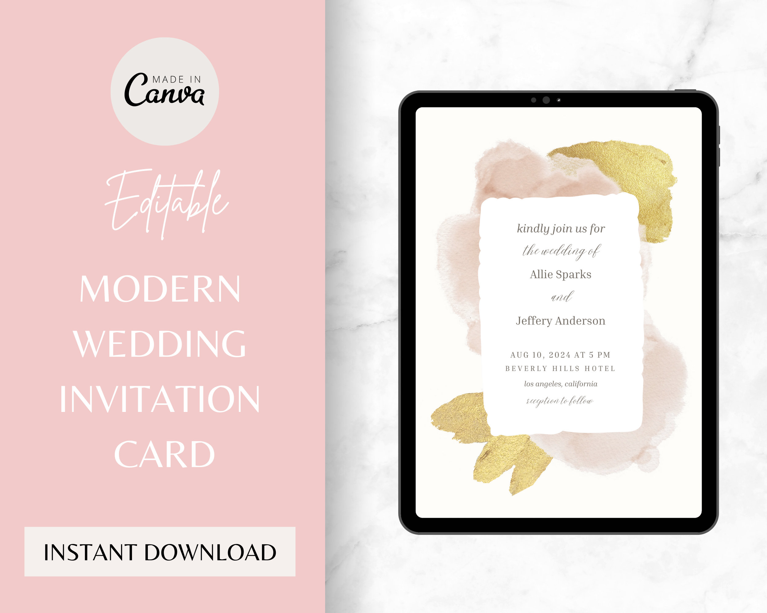 Artsy Wedding Invitation Template Set Wedding Invitation Template ...