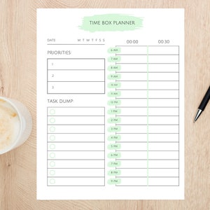 Time Boxing or Blocking Daily Planner, Printable, Time Block Planner ...