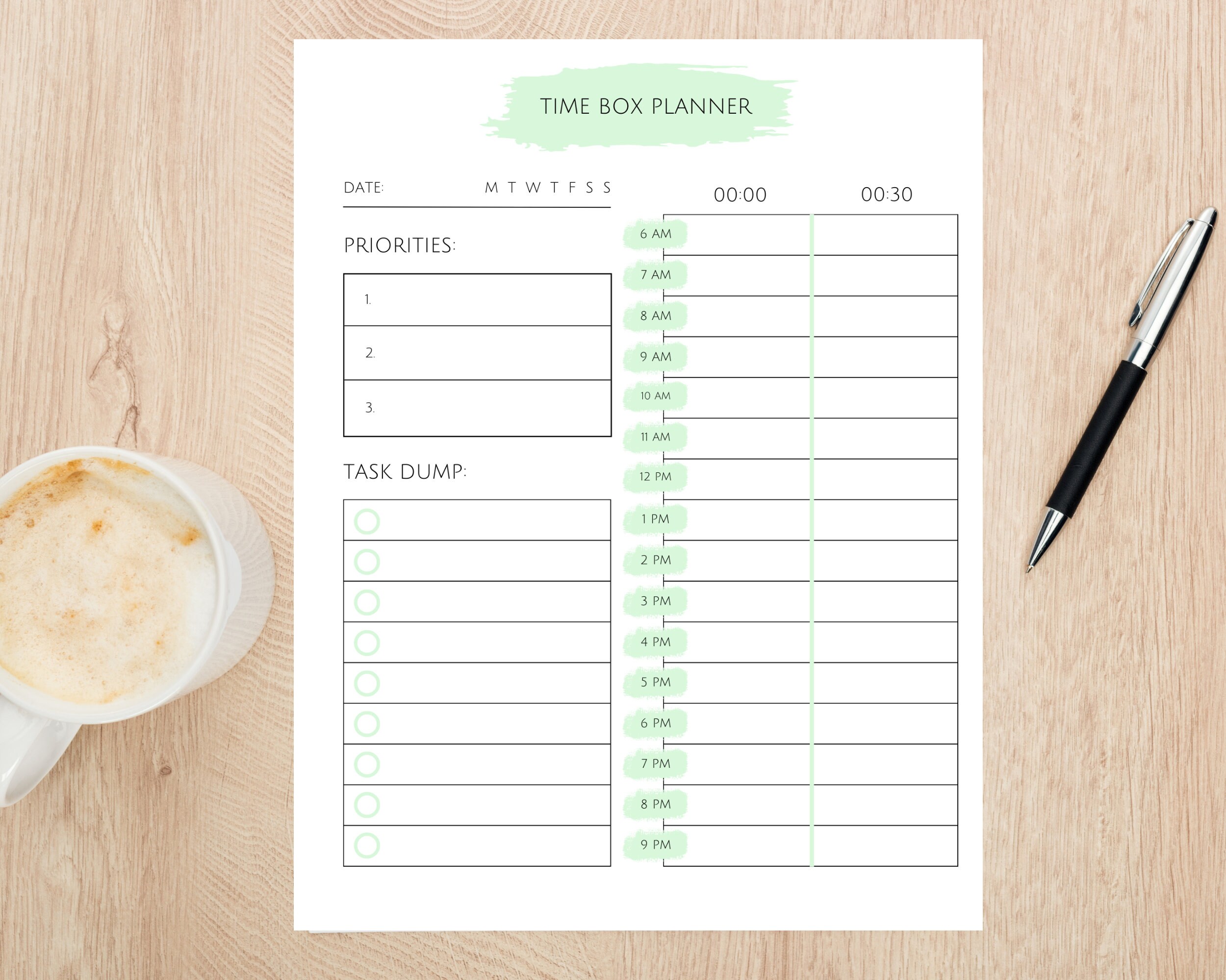 Time Boxing or Blocking Daily Planner, Printable, Time Block Planner ...