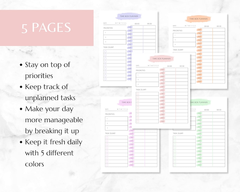 Time Boxing or Blocking Daily Planner, Printable, Time Block Planner ...