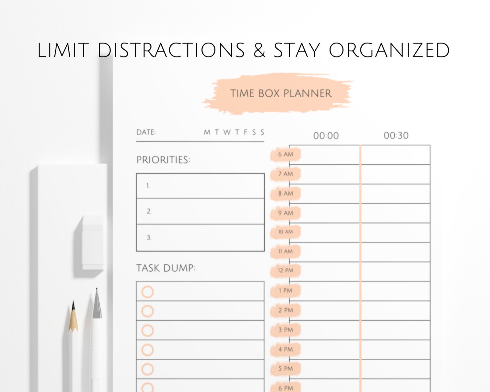 Time Boxing or Blocking Daily Planner, Printable, Time Block Planner ...