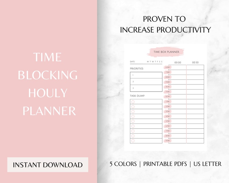 Time Boxing or Blocking Daily Planner, Printable, Time Block Planner ...