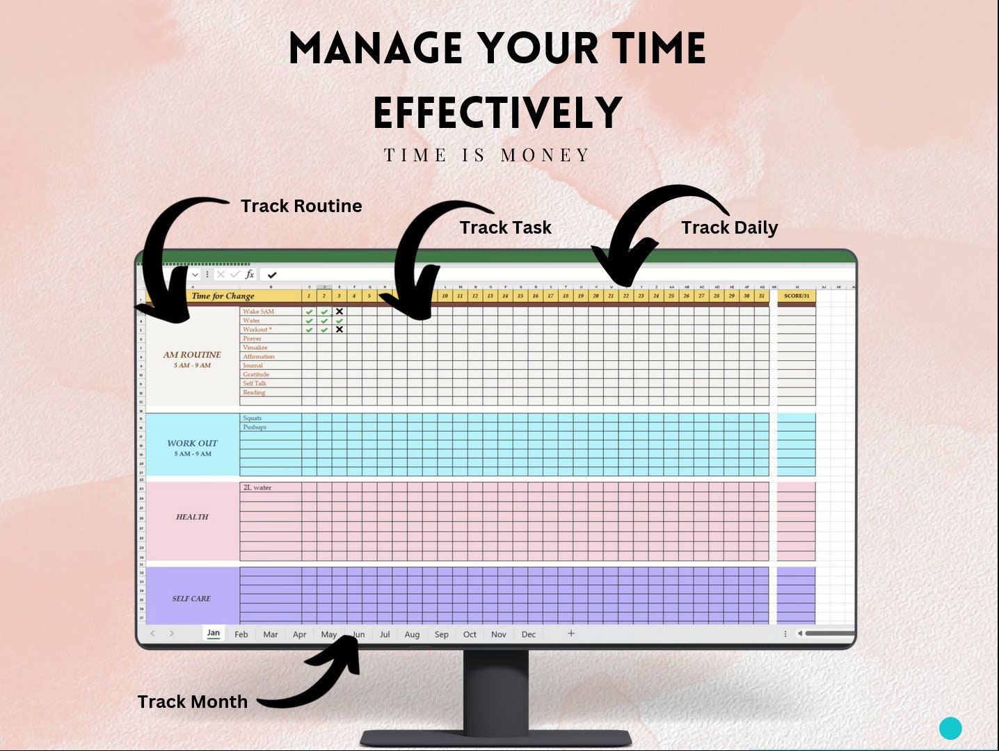 6 Types of Routine Tracker, Habit Tracker Spreadsheet Google Sheets ...