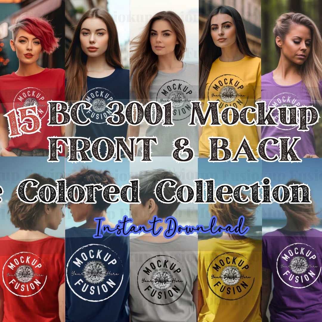 15,bella Canva Front and Back Mockup,front and Backprint,front and Back ...