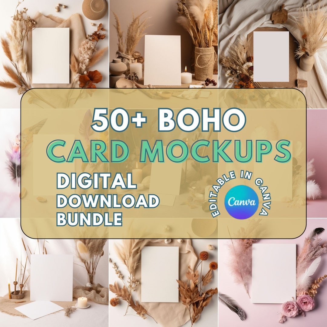 50+,rusticcard,neutral Greeting Card Mockup Bundle,bohothemed Mockup ...