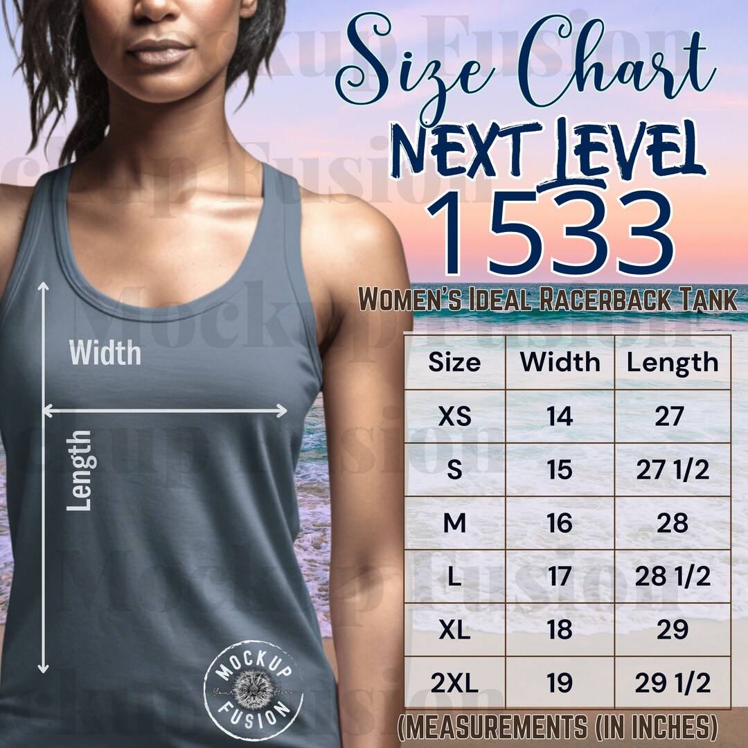 Nextlevel 1533 Size Chart,next Level Sizer, Racer Back Sizing,size ...