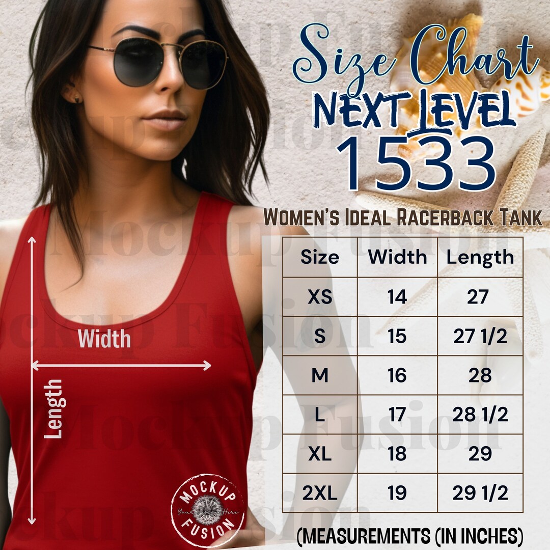 Nextlevel 1533 Size Chart,next Level Sizer, Racer Back Sizing,size ...