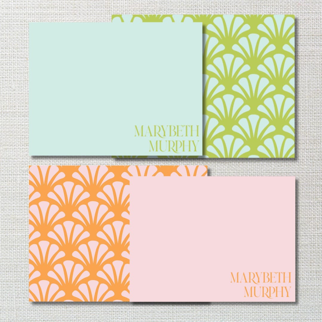Bold + Bright Personalized Stationery Set: Modern Preppy Note Cards ...