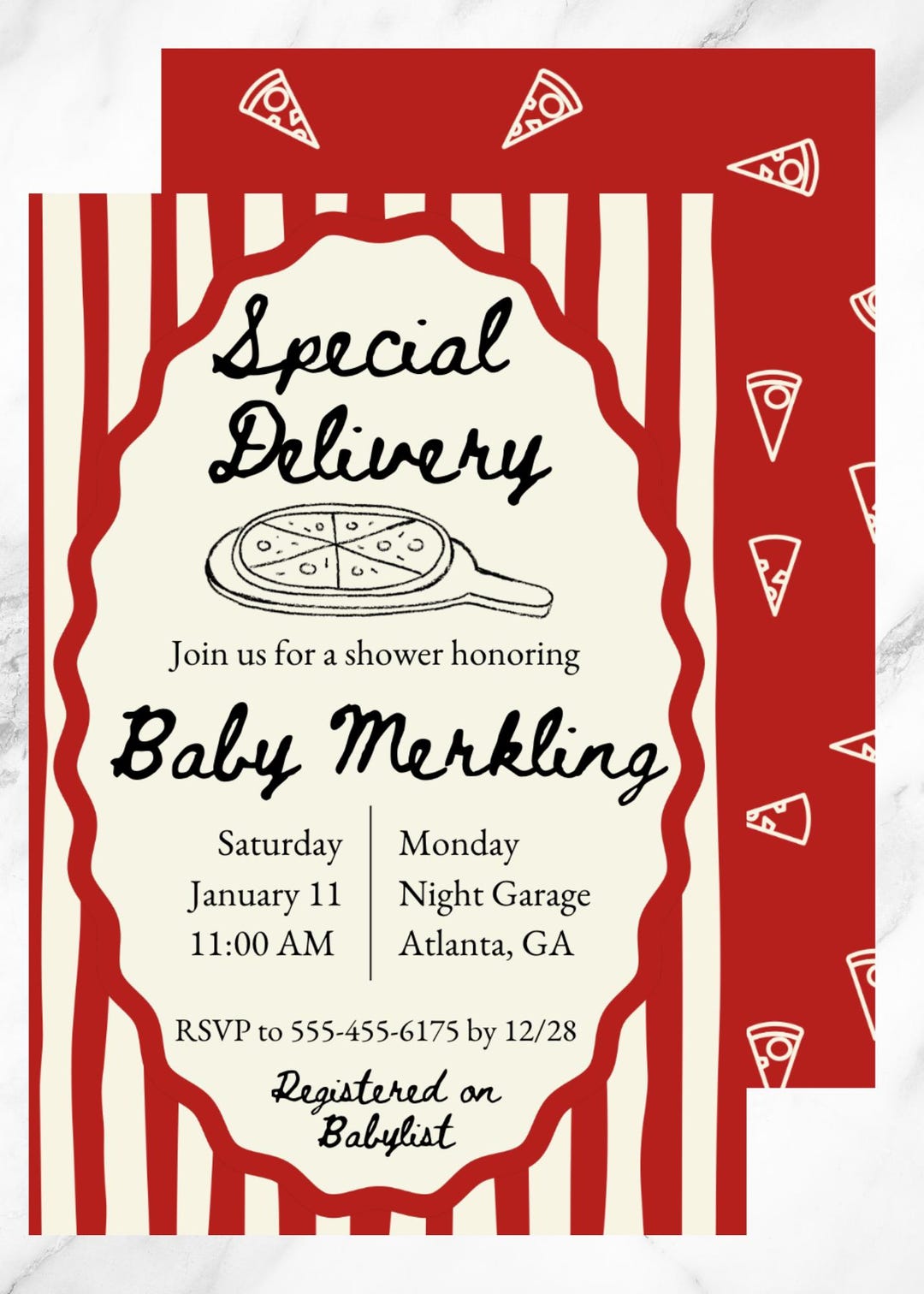 Special Delivery Baby Shower Invitation - Red & Beige Digital Download ...