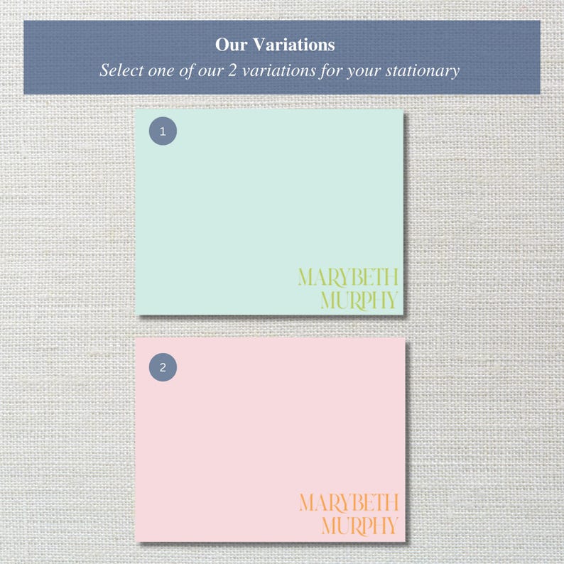 Bold + Bright Personalized Stationery Set: Modern Preppy Note Cards ...