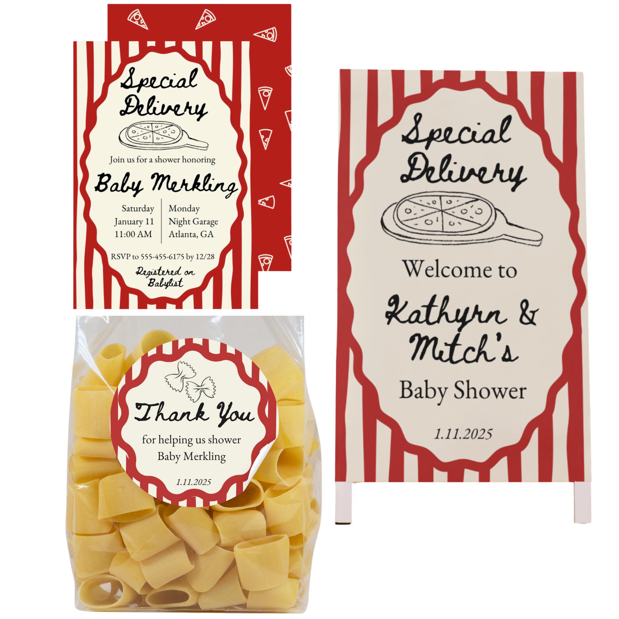 Special Delivery Baby Shower Suite - Invite, Favor, Welcome Sign - Etsy