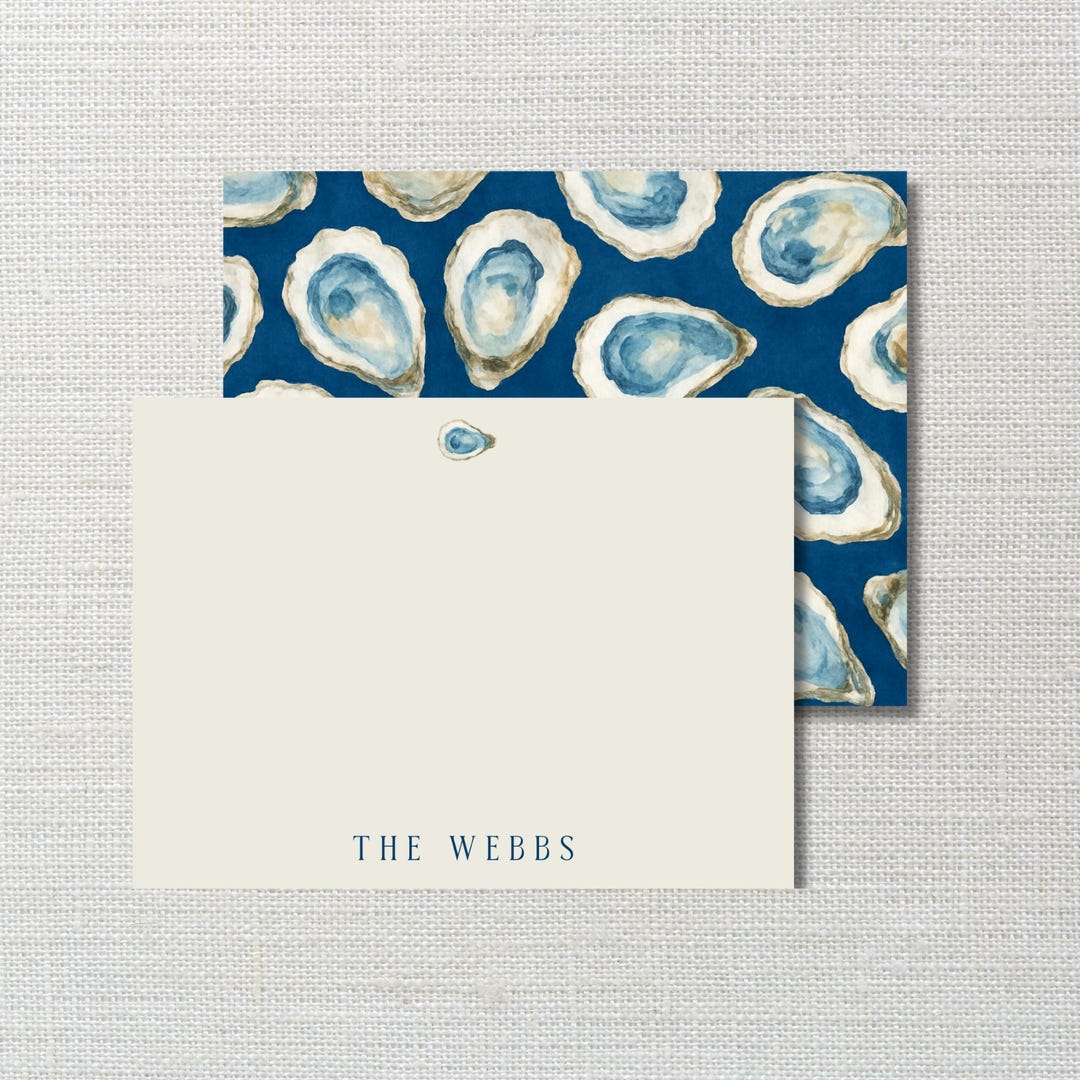 Coastal Oyster Stationery Set | Custom Note Cards A2 or A7 | Watercolor ...