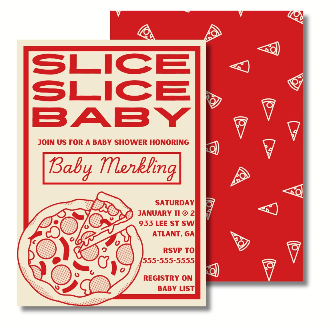 Pizza Baby Shower Invitation – Retro Slice Theme (digital Download) - Etsy