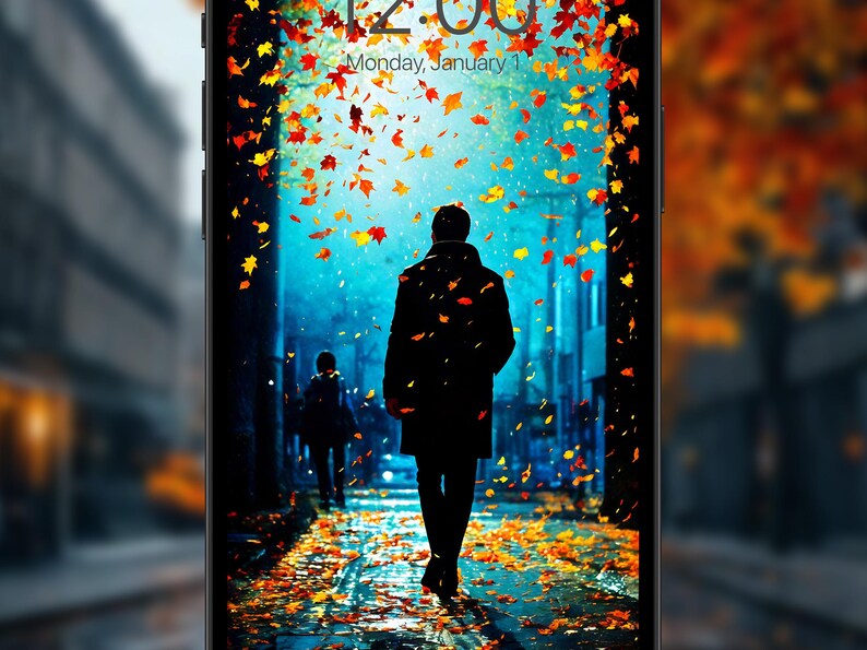 Fall City Sidewalk Smartphone Wallpaper! - Etsy