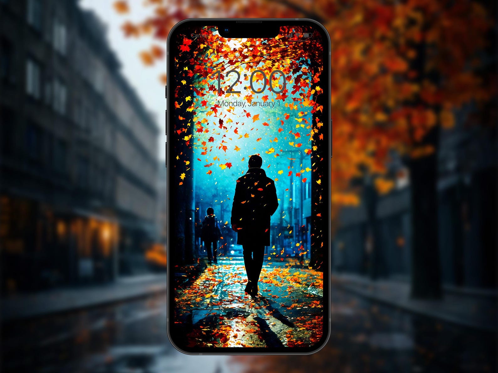 Fall City Sidewalk Smartphone Wallpaper! - Etsy
