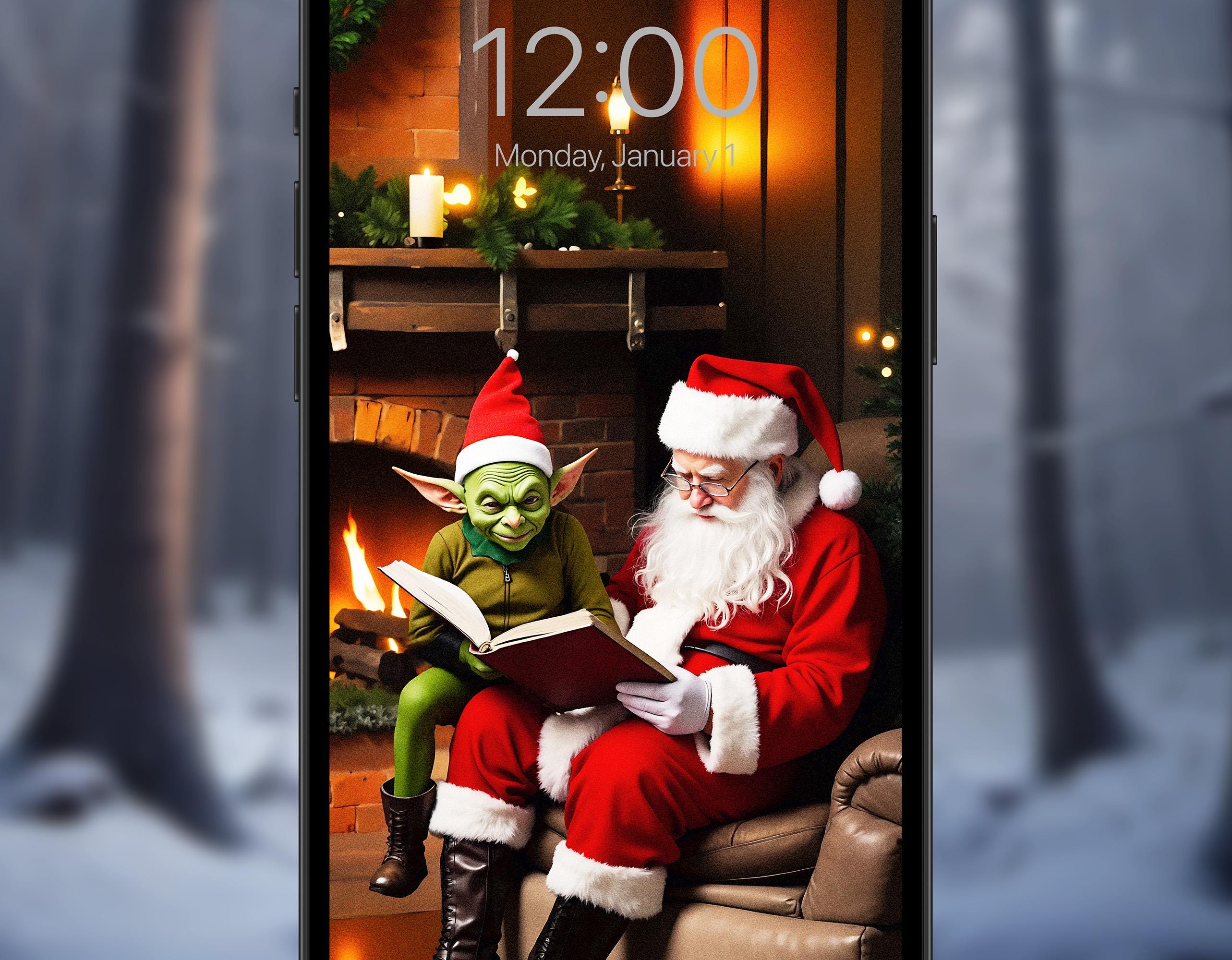 Santa & Goblin Elf Smartphone Wallpaper! - Etsy