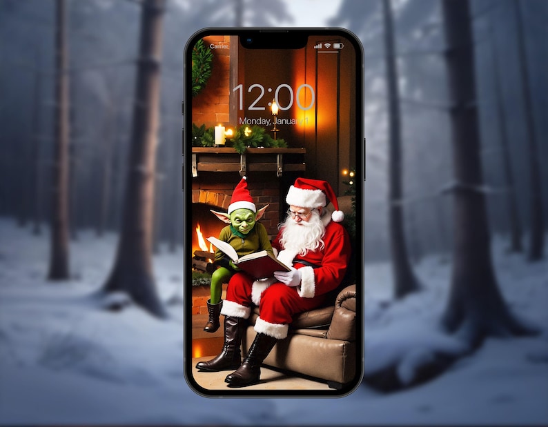 Santa & Goblin Elf Smartphone Wallpaper! - Etsy
