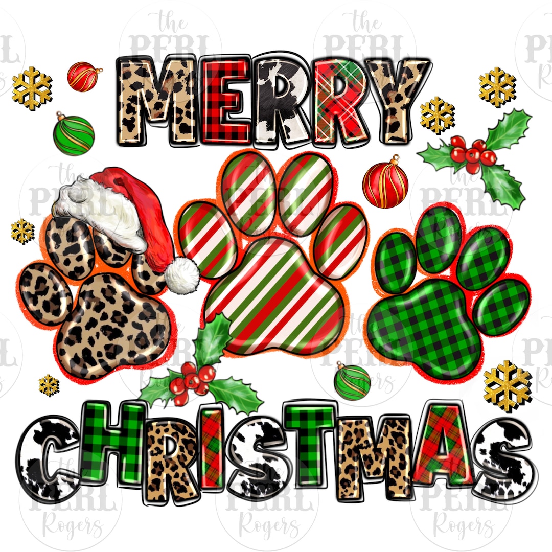Merry Christmas Paws Png Sublimation Design Download, Merry Christmas ...