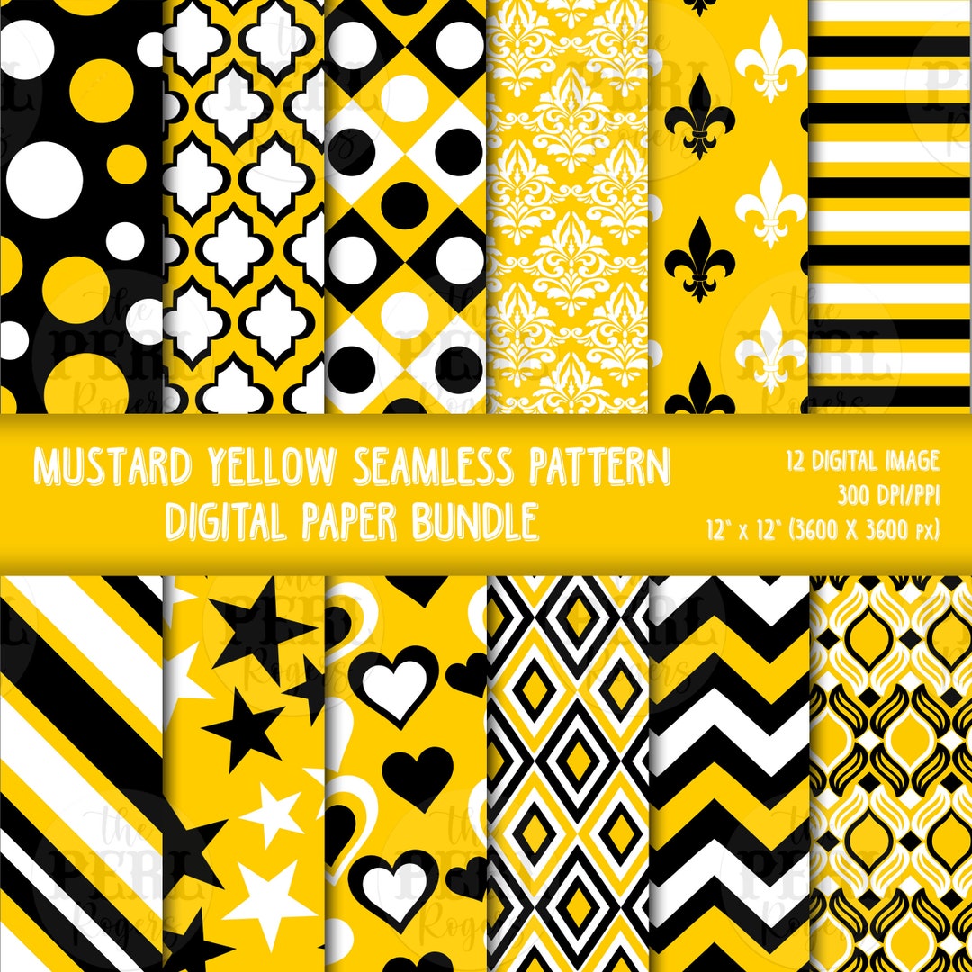Mustard Yellow Seamless Pattern Digital Paper Png Bundle,mustard Yellow ...