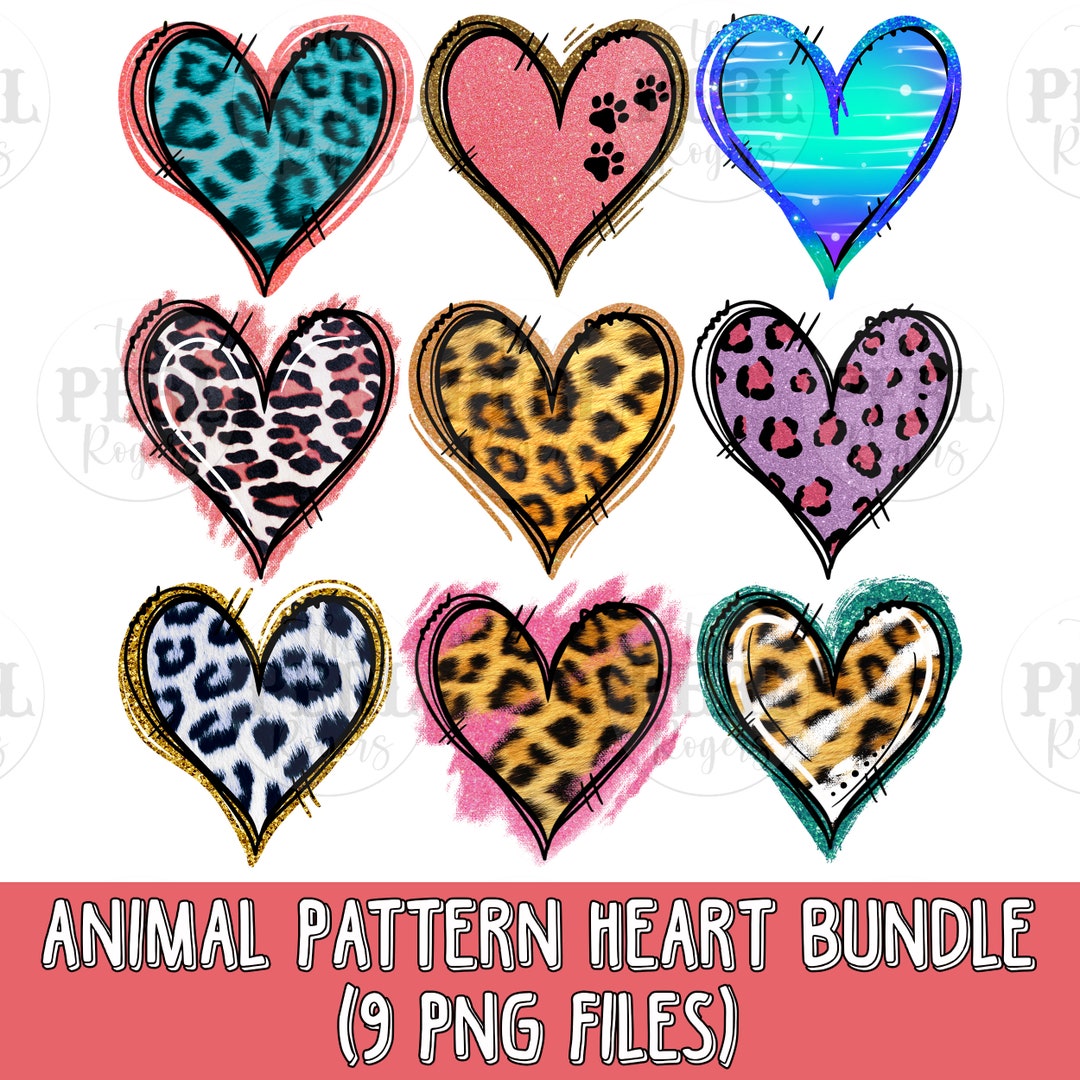 Animal Print Hearts Bundle Png Sublimation Design Download, Western ...