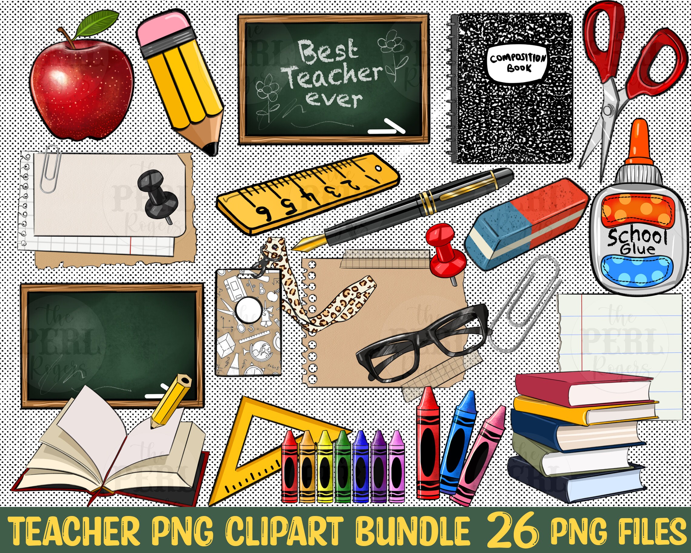Teacher Clipart Set, School Clipart, Teacher Clipart Bundle, Scrapbook ...