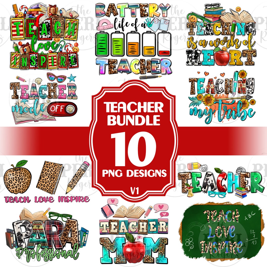 Teacher Bundle V1 Png Sublimation Design Download, Back to School ...