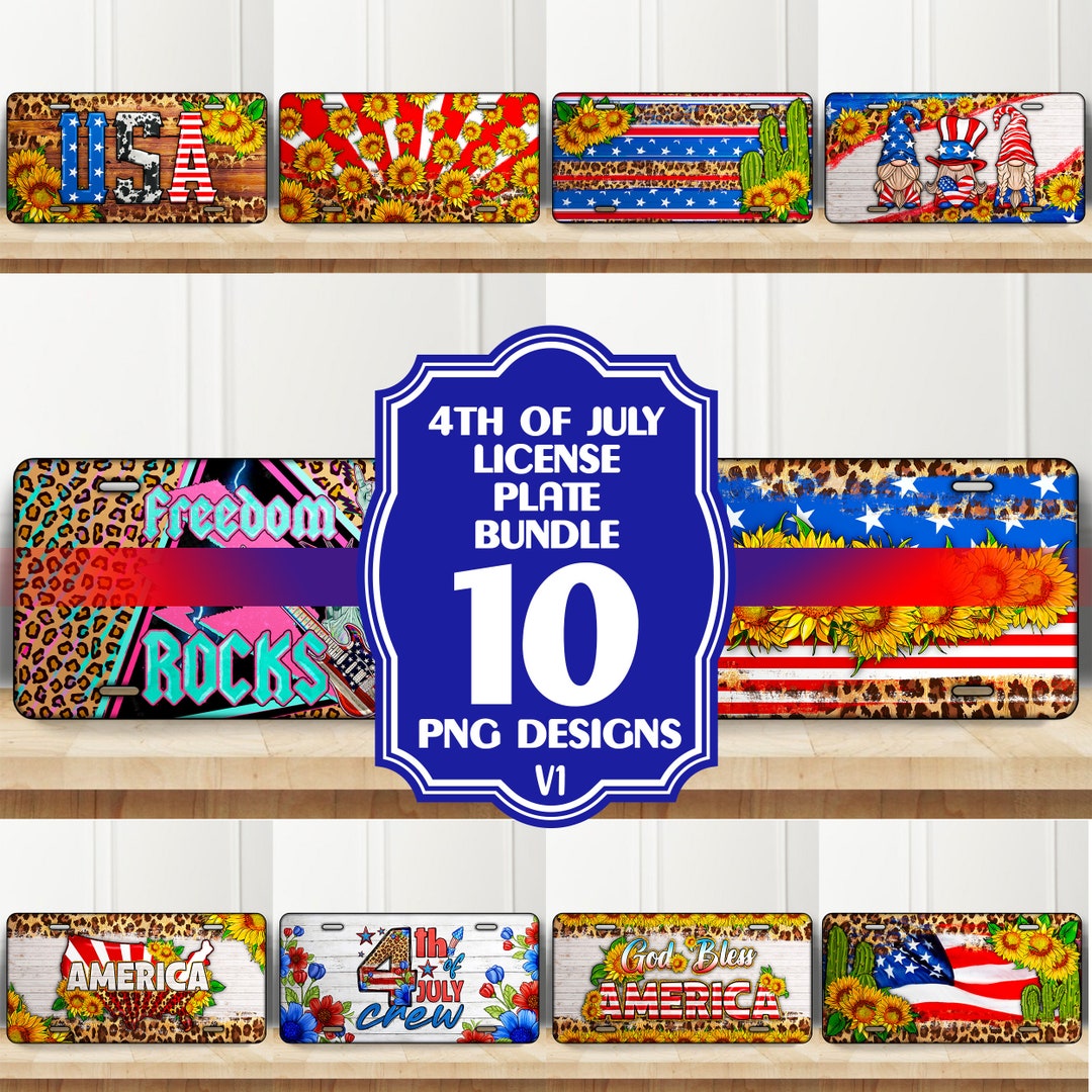 4th of July License Plate Bundle V1 Png, License Plate Png, Western ...