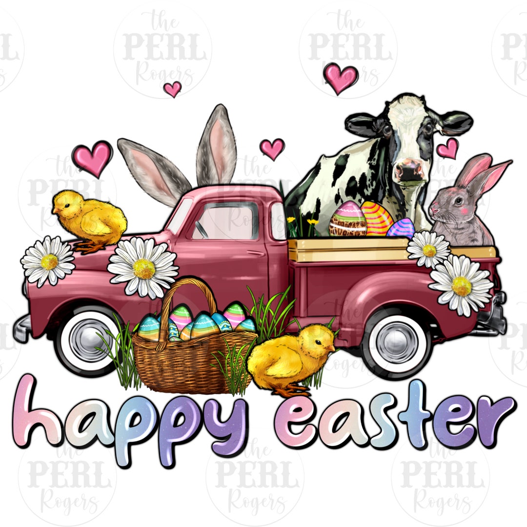 Happy Easter Truck Png Sublimation Design Download, Happy Easter Day ...