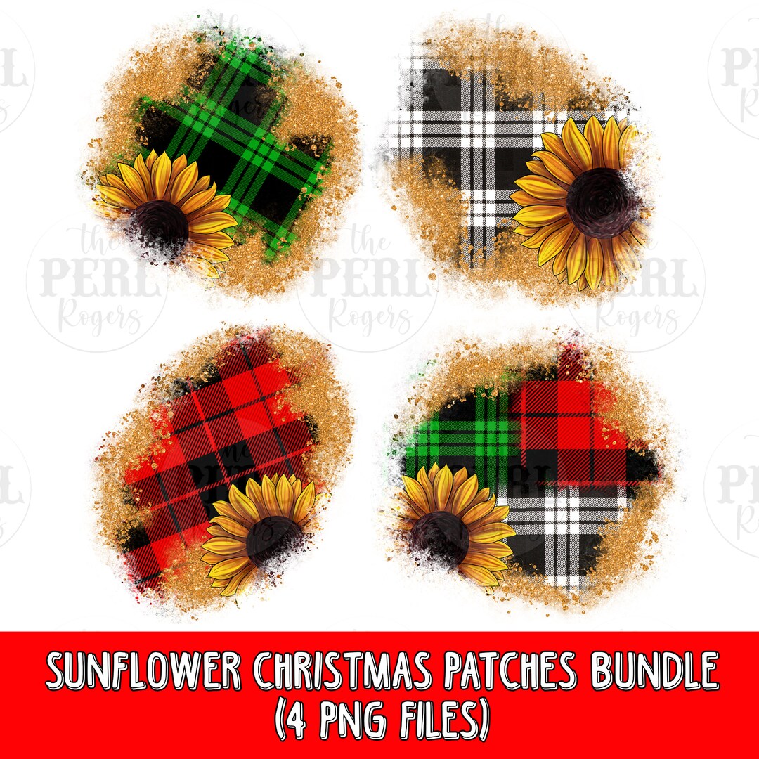 Sunflower Christmas Patches Bundle Png, Merry Christmas Png, Sunflowers ...