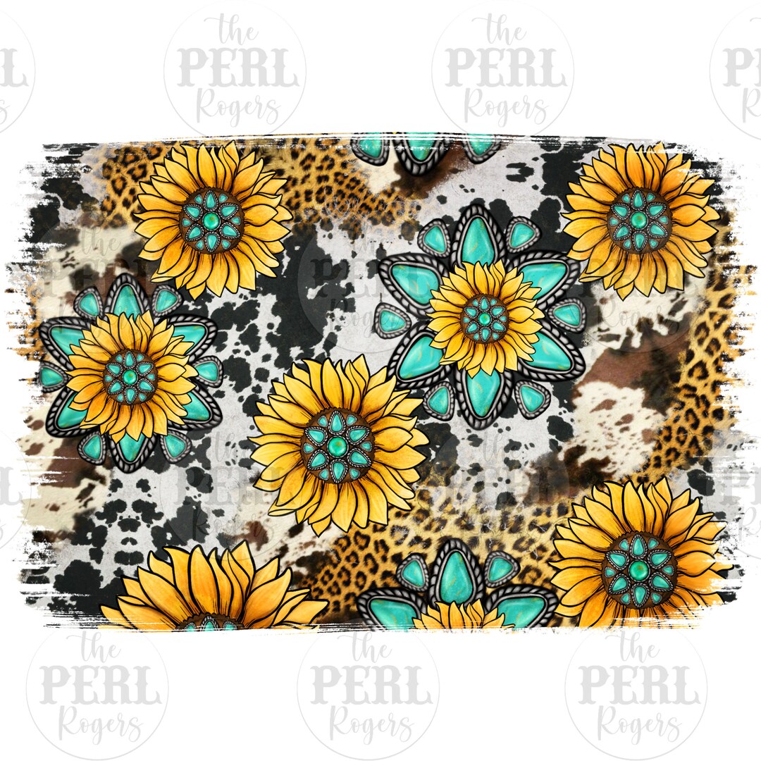 Gemstone Sunflower Cowhide Background Png, Western Background Png ...