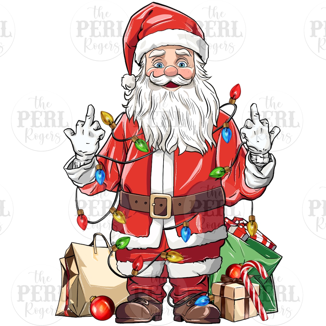 Santa Claus With Middle Finger Png Sublimation Design Download ...