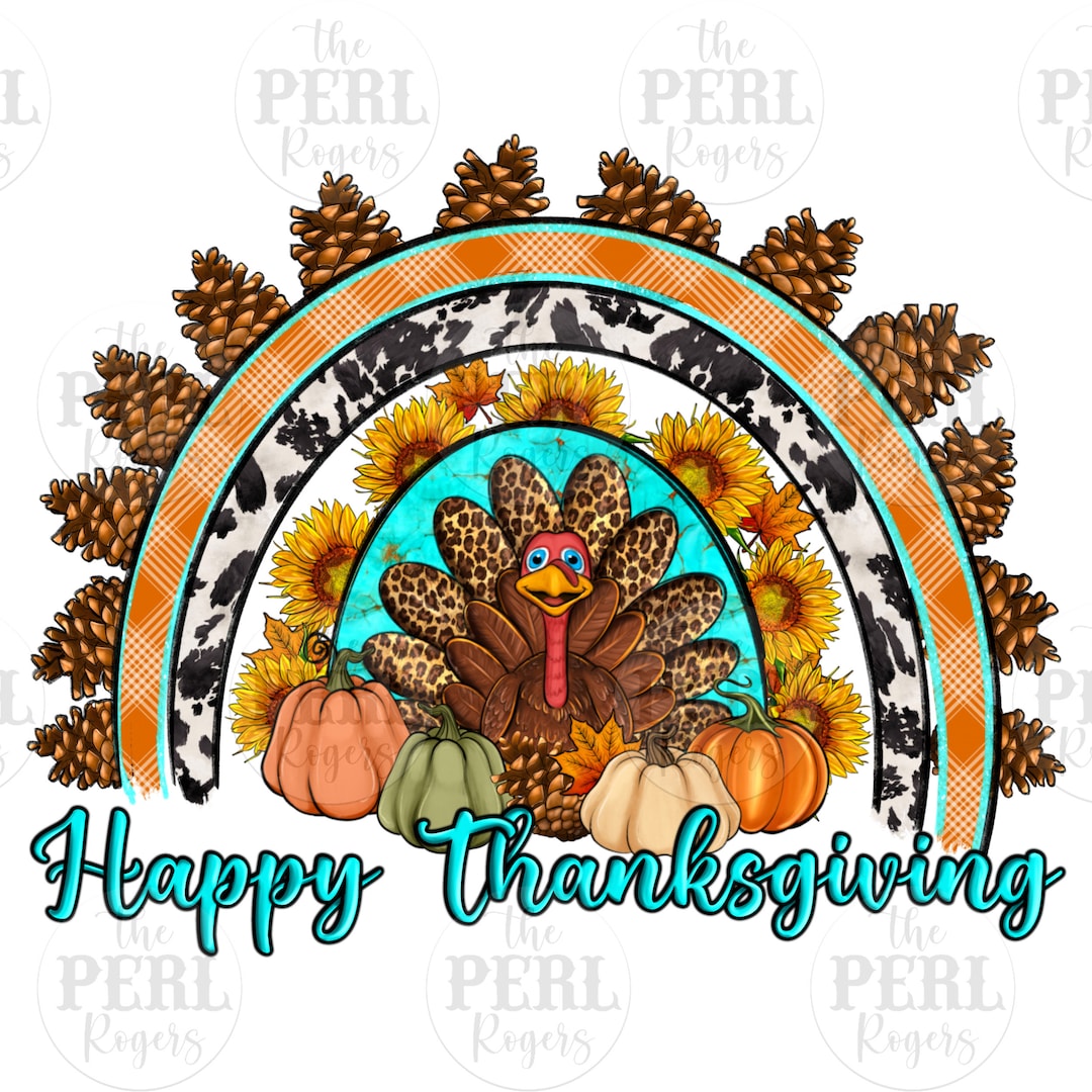 Happy Thanksgiving Rainbow Png Sublimation Design Download, Hello Fall ...