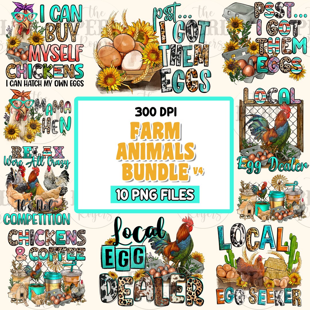 Farm Animals Bundle V4 Png Sublimation Design Download, Farm Animals ...