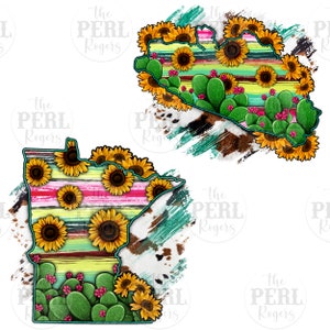 Serape Sunflowers Map Bundle V1 Png, Western Map Png, Map Bundle Png ...