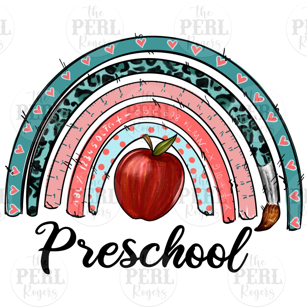Preschool Rainbow Png Sublimation Design Download, Back to School Png ...