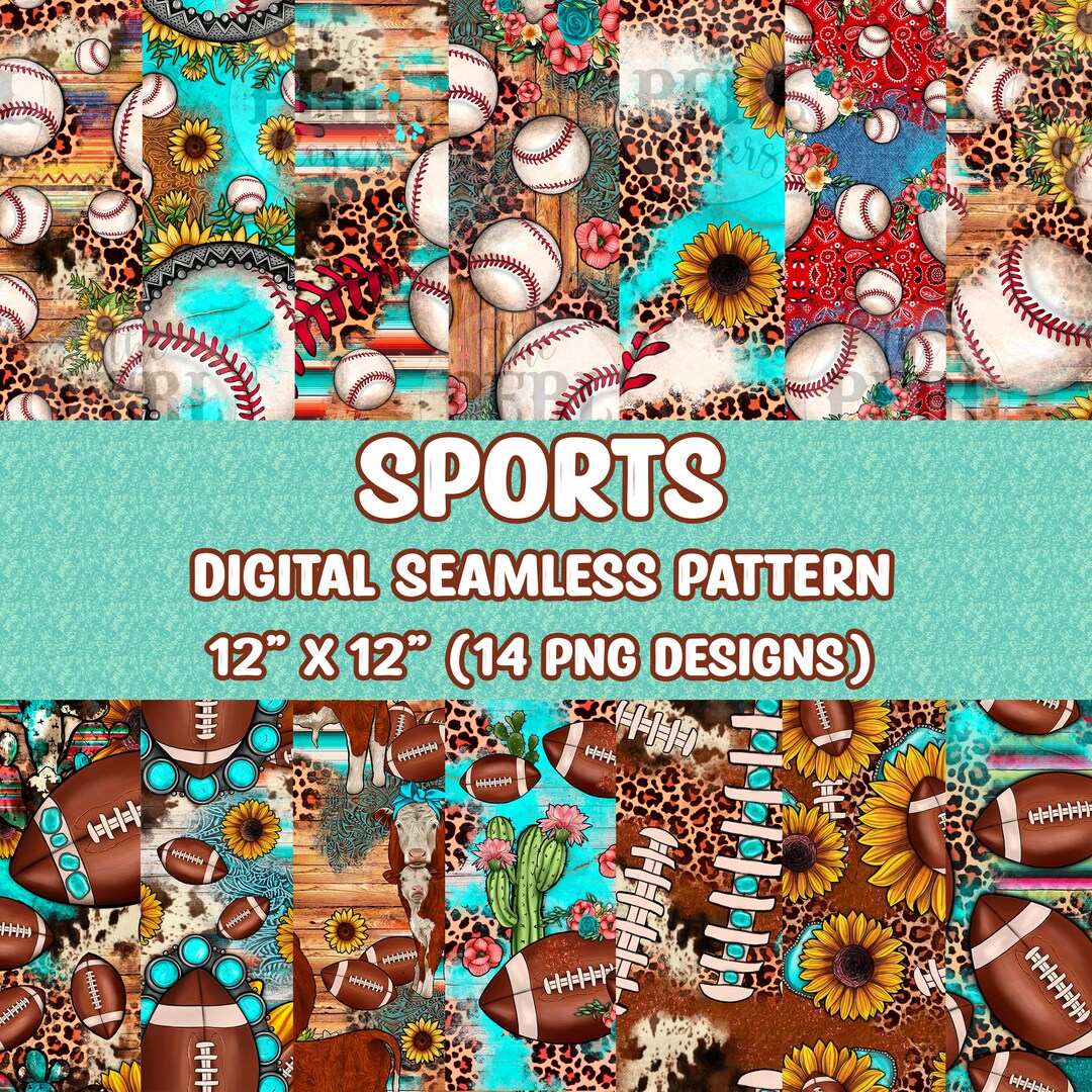 Sports Seamless Pattern Digital Paper Png Bundle,repeating Pattern ...