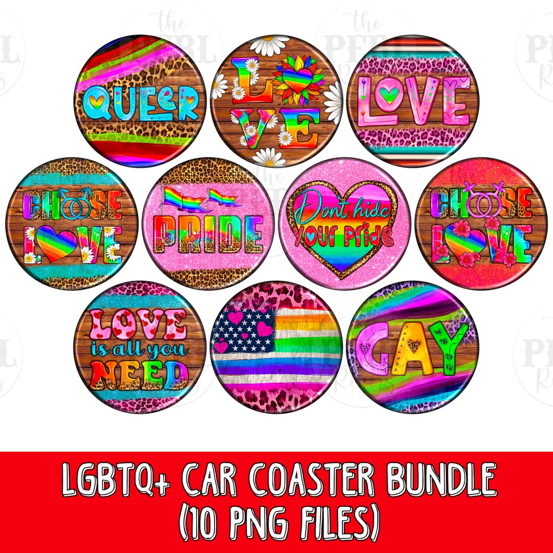 LGBTQ Car Coaster Bundle Png Sublimation Design, Western Car Coaster ...