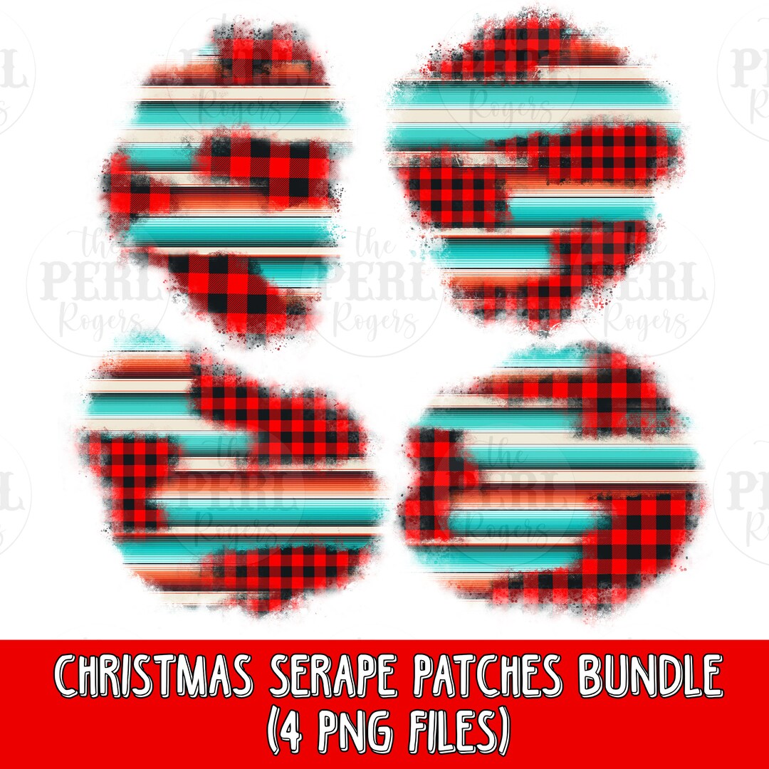 Christmas Serape Patches Bundle Png, Merry Christmas Png, Plaid Patches ...