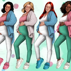 Mom to Be Clipart Set, Mom Clipart, Pregnant Mom Clipart Bundle ...