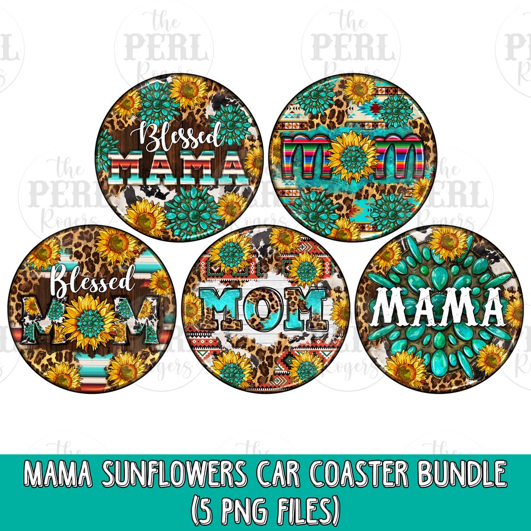 Mother's Day Car Coaster Bundle Png Sublimation Design Bundle, Western ...