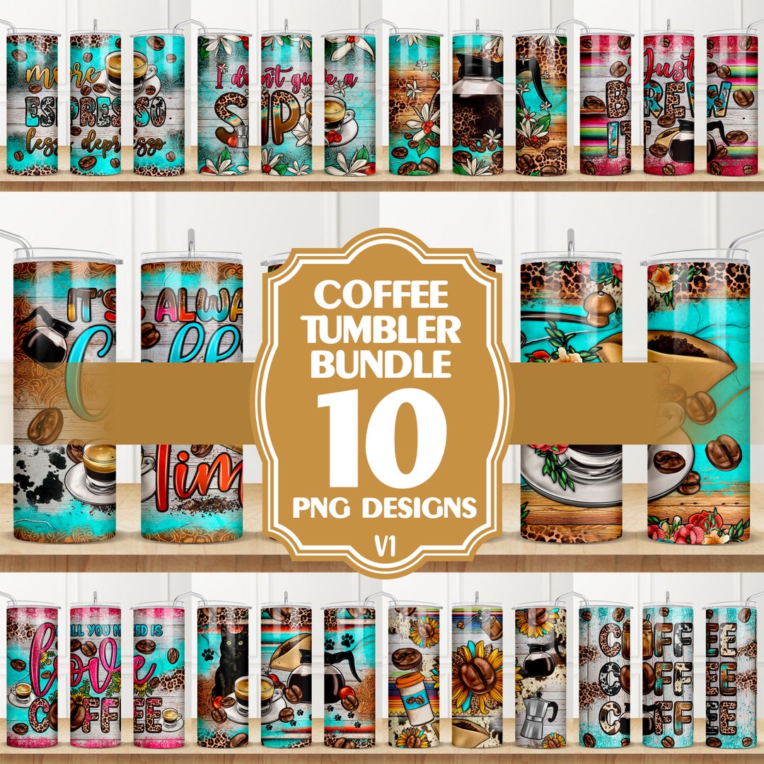 Coffee 20 Oz Skinny Tumbler Bundle Png, Tumbler Wrap Png, Coffee Love 20 Oz Tumbler Designs ...