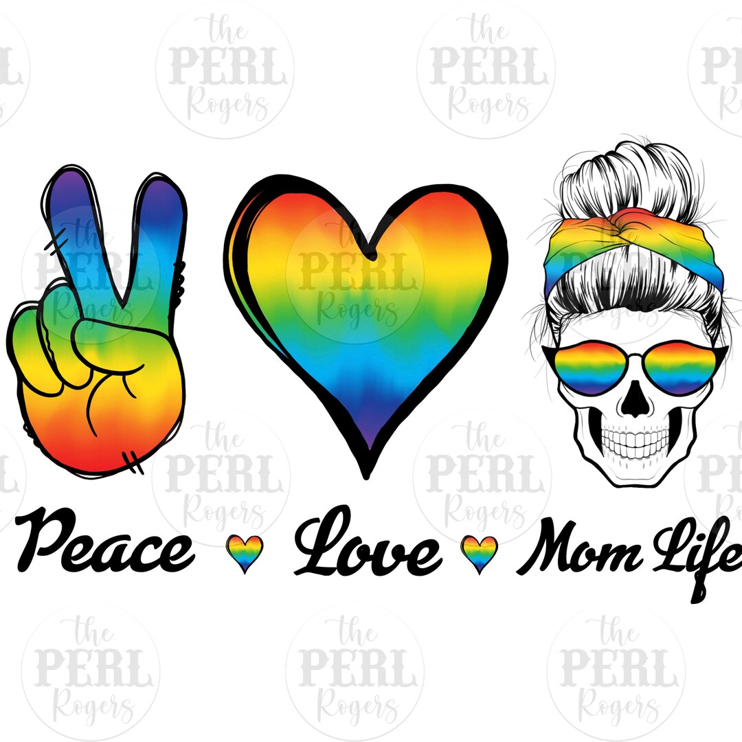Peace Love Mom Png Sublimation Design Download, Mother's Day Png, Skull ...