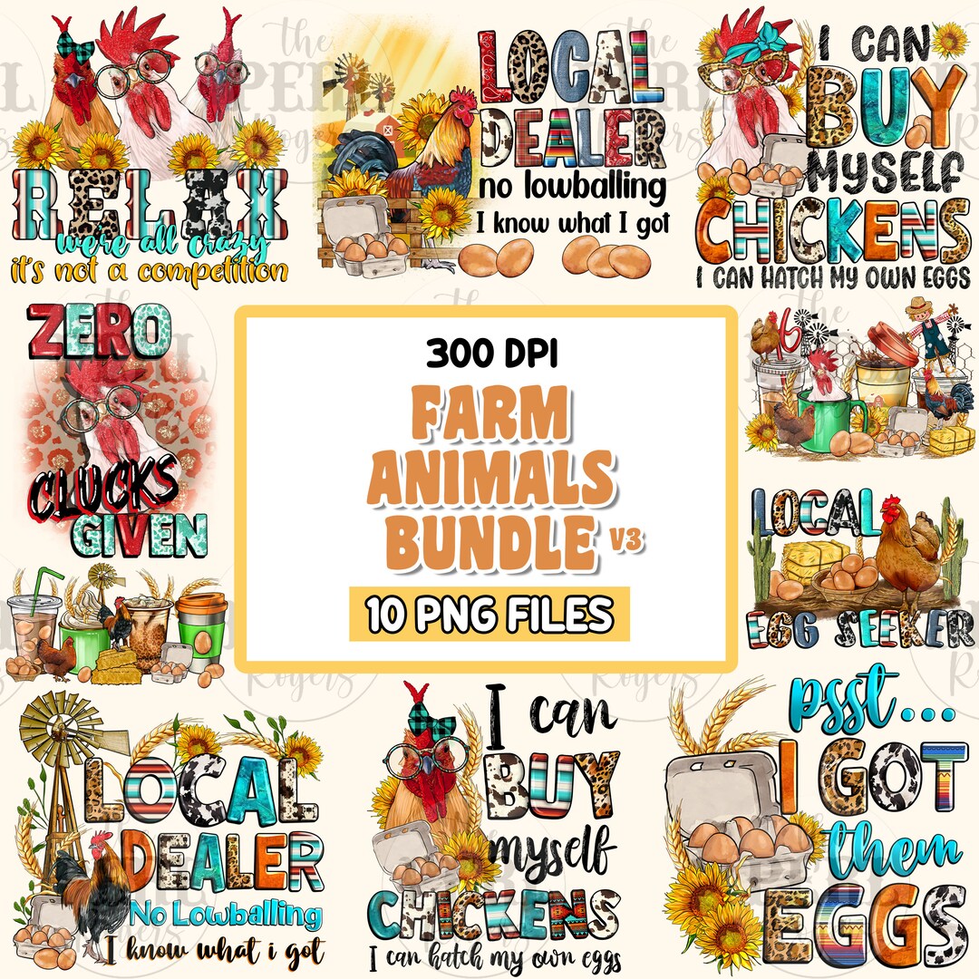 Farm Animals Bundle V3 Png Sublimation Design Download, Farm Animals ...