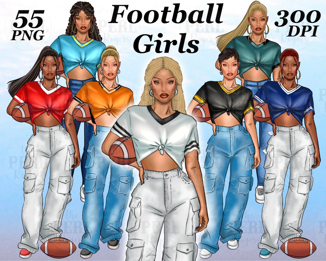 Build Your Own Football Girls Clipart Set, Football Clipart, Sport Girl ...