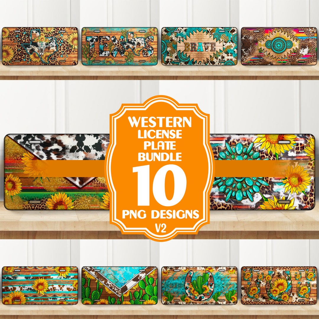 Western License Plate Bundle V2 Png, License Plate Png, Western ...