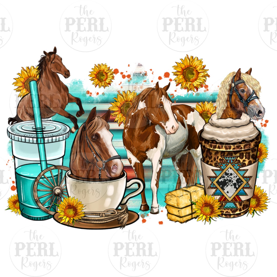 Horses Coffee Cups Png Sublimation Design Download, Horses Png, Animal ...