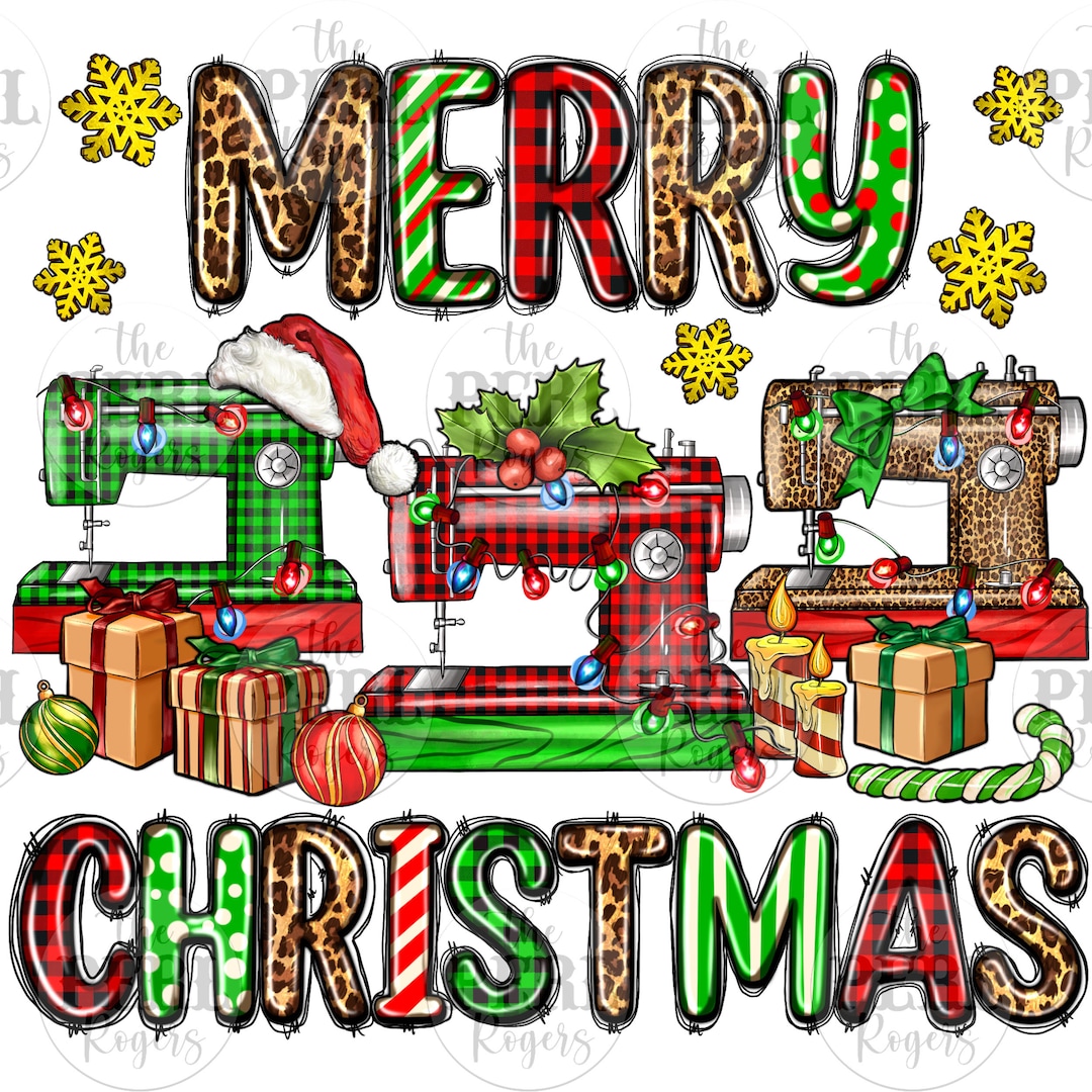 Merry Christmas Sewing Machines Png Sublimation Design Download, Merry ...
