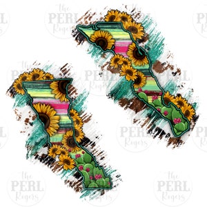 Serape Sunflowers Map Bundle V1 Png, Western Map Png, Map Bundle Png ...