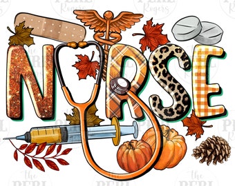 Fall Nurse Png Sublimation Design Download, Autumn Png, Hello Fall Png ...